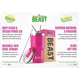 Beast 40 oz Tumbler Stainless Steel Vacuum Insulated Coffee Ice Cup Double Wall Travel Flask (Cupcake Pink)