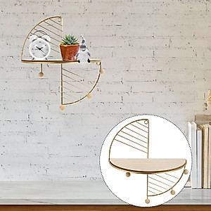 Veemoon Shelf Bathroom Metal Wall Entryway Coat Hooks Photo Frame Wall Shelves Wall Holder Rack Gold Shelves for Wall Nordic Style Wall Rack Brackets for Shelves Wooden Rack Speaker Iron