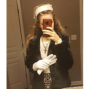 Pillbox Hat Fascinator Beret Wedding Party Top Hat Church Wool Hat for Women (Ivory)