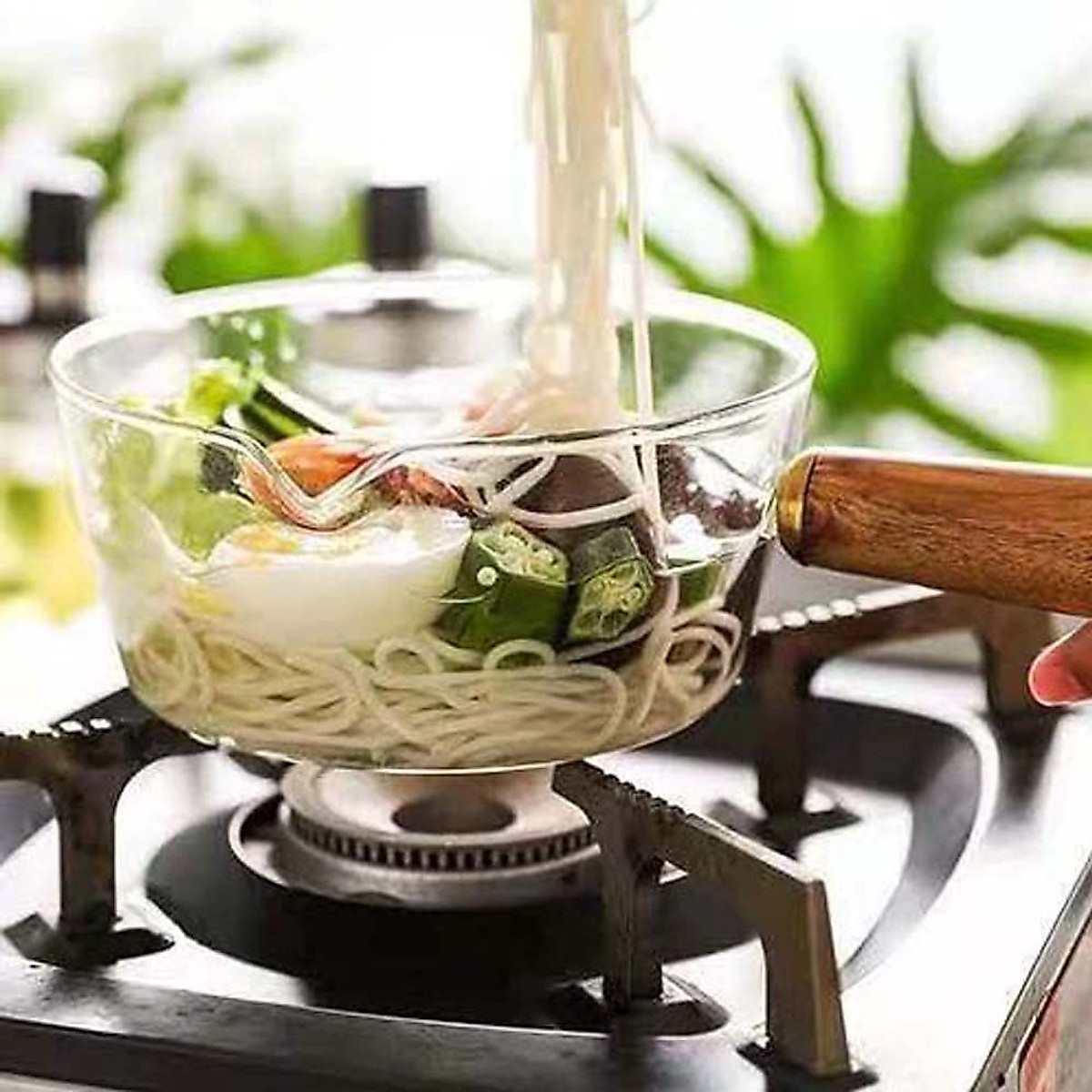 Nonstick Saucepan, Small Cooking Pot With Stay Wood Handle, Heat-Resistant Mini Simmer Pot For Pasta Noodle, Soup, Milk, Baby Food(600ml)