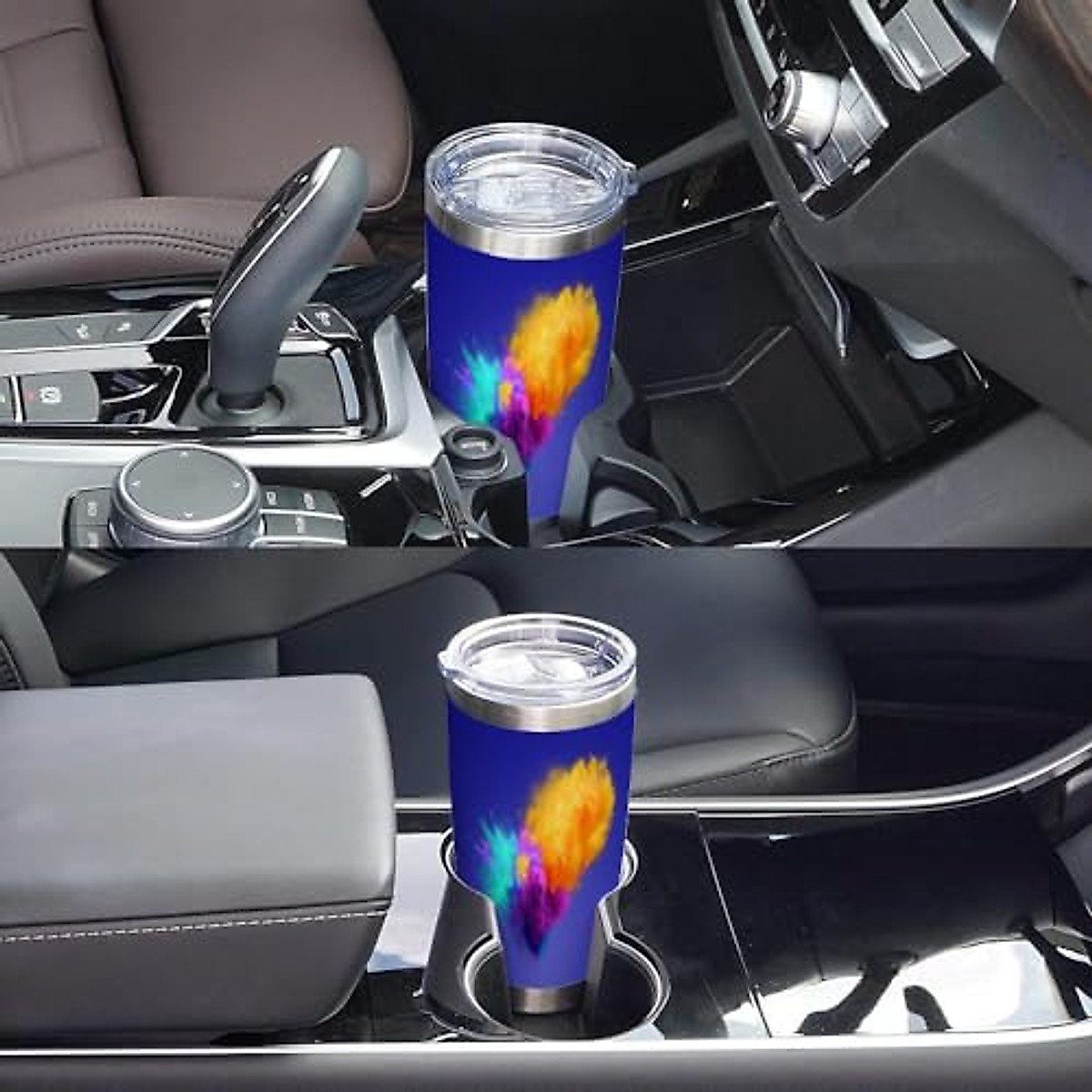 Jesmacti 20Oz Tumbler for Men Yellow Agua Violet Powder Blue Freeze Motion Powder Exploding Funny Coffee Tumbler Vacuum Insulated Coffee Mug for Dorm