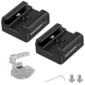 NEEWER 2 Pack Cold Shoe Mount Adapter with 1/4" Screws for Flash LED Light Monitor Microphone, Aluminum Shoe Mount with Anti Twist Pins Non Slip Pads Compatible with SmallRig Cage Top Handles, UA031
