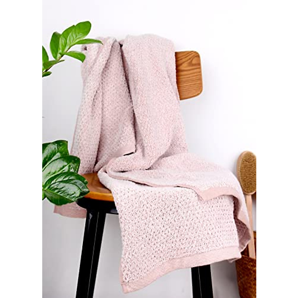 Everplush Diamond Jacquard Bath Sheet 6 PC Set Rose -2 Bath Sheet, 2 Hand Towel, 2 Wash Cloth