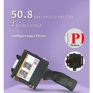 PEKOKO 50.8mm Handheld Inkjet Printer QR Code Printer with Color Touch Screen Coding & Marking Machine for Plastic Bag,Carton Box,Pipe,Tube,Eggs,Foam,Metal, Porcelain, Wood, Building Materials