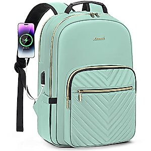 LOVEVOOK Laptop Backpack for Women 15.6 inch,Cute Womens Travel Backpack Purse,Professional Laptop Computer Bag,Waterproof Work Business College Teacher Bags Carry on Backpack with USB Port,Mint Green