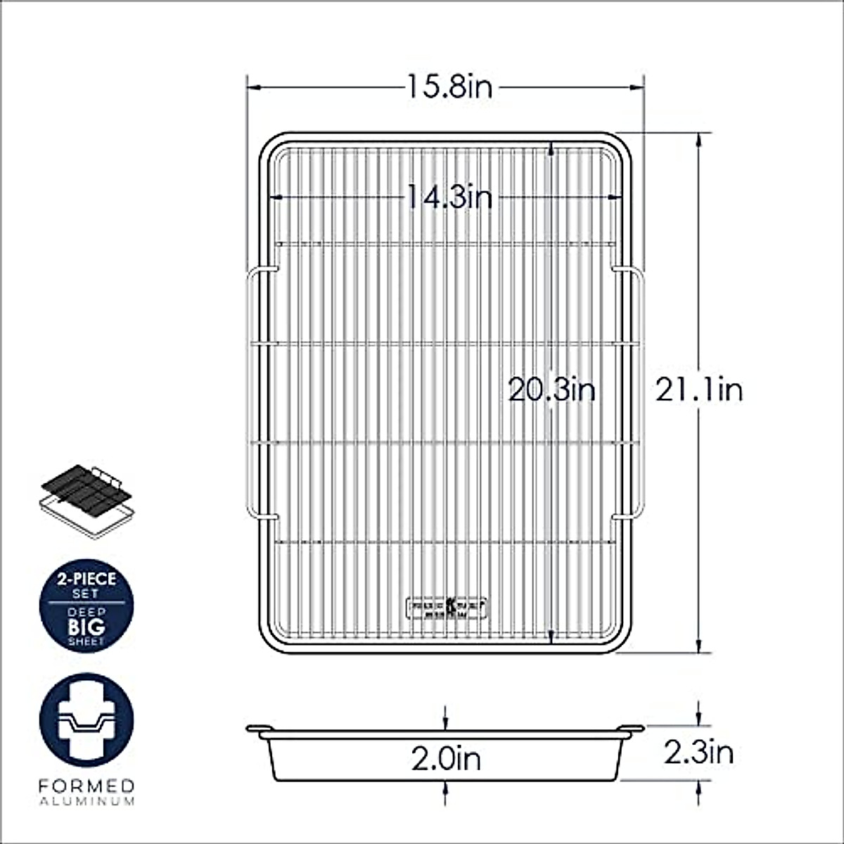 Nordic Ware Extra Large Oven Crisping Baking Tray, with Rack, Silver