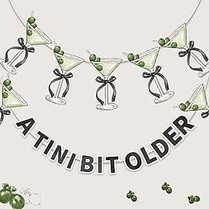 TaoBary A Tini Bit Older Banner Martini Themed Party Decorations Weenies and Tinis Party Bachelorette Party Bridal Shower Martini Trendy Birthday Party Green and Black Banner Party Garland, 2 Pcs