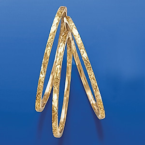 Ross-Simons Italian 18kt Gold Over Sterling Jewelry Set: 3 Hammered Bangle Bracelets. 8.5 inches