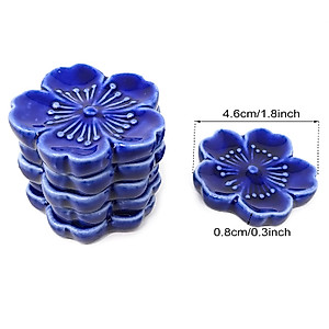 Honbay 6PCS Elegant Cherry Blossom Ceramic Chopsticks Rest Rack Stand Holder for Chopsticks, Forks, Spoons, Knives, Paint Brushes (Yellow)