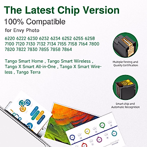 64XL Ink Cartridge Black Color Replacement for HP Ink 64 XL for Envy Photo 7858 7855 7155 6252 7120 7158 7164 Tango X Printer(1 Black, 1 Tri-Color)