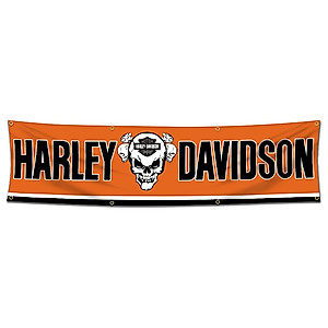 Bofanio Flag Compatible with Harley Flag Banner Davidson Flag Decor Motor Racing 2x8ft Banner for Garage Man Cave Dorm Room