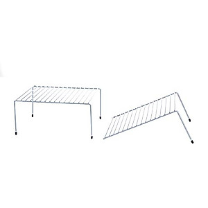 Mind Reader Expandable Counter and Cabinet Shelf, Kitchen Pantry Rack, Multi-Purpose Storage and Organization, for Bedroom, Bathroom, Silver, 10.5" L x 11.5" W x 5.75" H