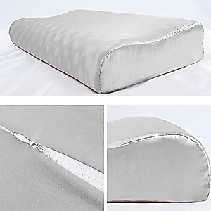 Cozysilk Silk Pillowcase for Memory Foam Pillow, Pure Mulberry Silk Pillow Case for Cervical Pillow, Smooth Silk Pillow Cover for Contour Pillow (Wave Shape 20 x 12.5 inch, White)