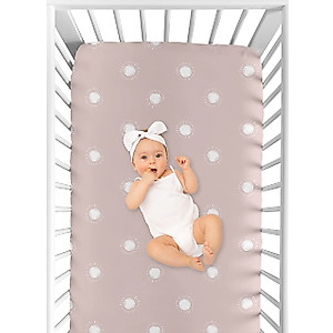 Sweet Jojo Designs Mauve and White Boho Sun Girl Fitted Crib Sheet Baby or Toddler Bed Nursery - Pink Dusty Rose Bohemian Celestial Sky Desert Sunshine Outdoors Nature