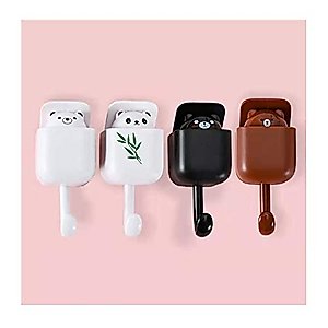 Gautsa Cute Peek-A-Boo Hooks, Self Adhesive, Pop up Cat Bear Animal Decorative for Kids Boys Girls, for Key Coat Robe Towel, 4 Pack (Bears)