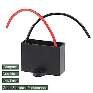 YOKIVE 2Pcs Ceiling Fan Capacitor CBB61, Metallized Polypropylene Film Capacitor Great for Fans Pumps Motors Running (3.5uF 450V AC 2 Wires 50/60Hz)