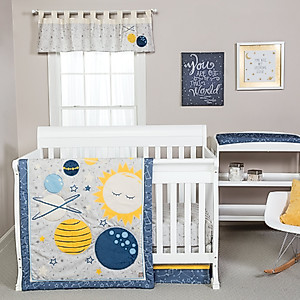 Trend Lab Galaxy 3 Piece Crib Bedding Set, Can Be Used As A Blanket Or A Playmat for Tummy Time, Includes Quilt, Fitted Crib Sheet and Skirt