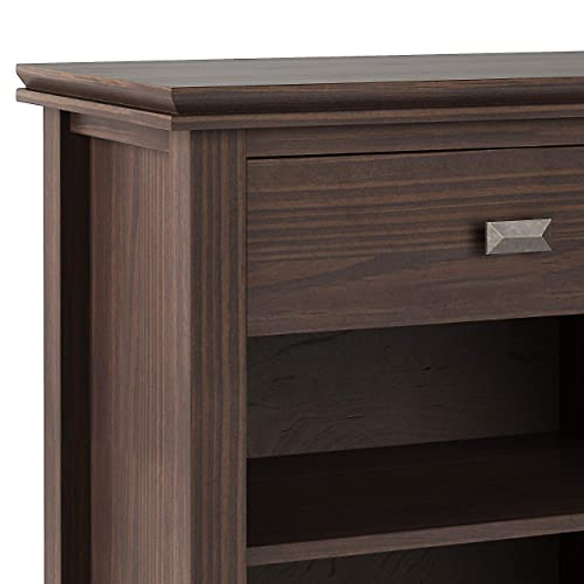 SIMPLIHOME Artisan 24 inches Wide Night Stand, Bedside table, Warm Walnut Brown SOLID WOOD, Rectangle, with Storage, 1 Drawer and 2 Shelves, For the Bedroom, Contemporary Modern