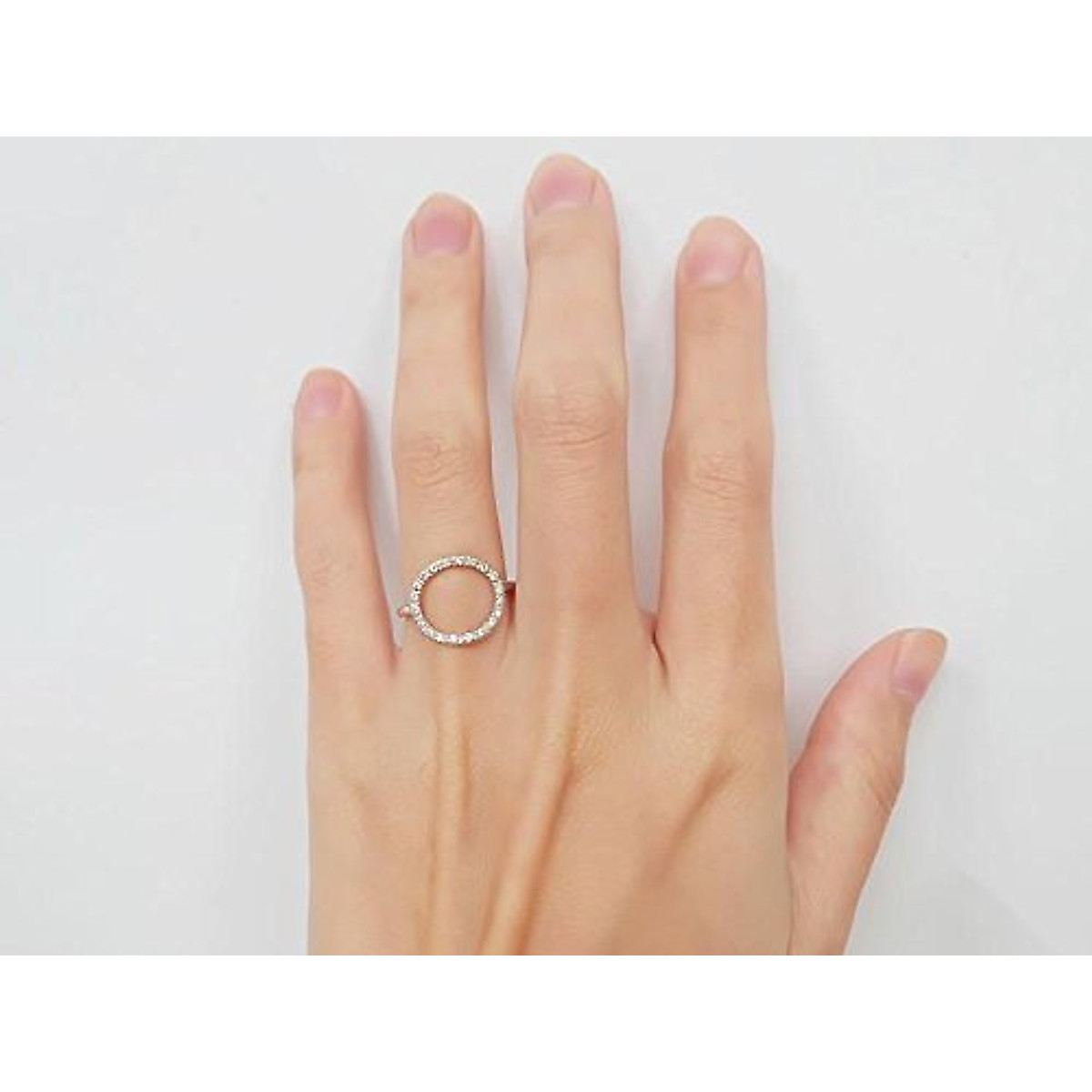 SOVATS Open Circle Ring for Women Set with White Cubic Zirconia 925 Sterling Silver Rhodium Plated - Simple, Stylish &Trendy Nickel Free Ring, Size 7