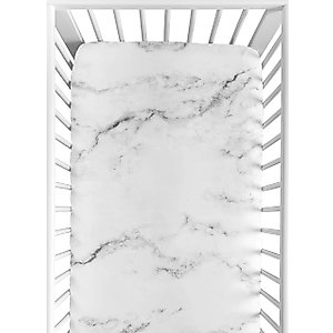 Sweet Jojo Designs Grey, Black and White Baby or Toddler Fitted Crib Sheet for Marble Collection