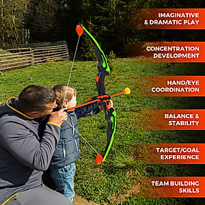 ToyVelt Kids Bow and Arrow Set - LED Light Up, Archery Set Comes with 6 Suction Cup Arrows, Target & Quiver, Indoor and Outdoor Toys for Children Boys Girls, Best Gift (Bow and Arrow for Kids)
