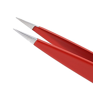 REMOS Splinter Tweezers stainless steel [3.75"/ 9.5 cm]fine tip red