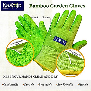 Kamojo Bamboo Garden Gloves for Women & Men - 1Pair Breathable Gardening & Work Gloves (Large, 1 pack)