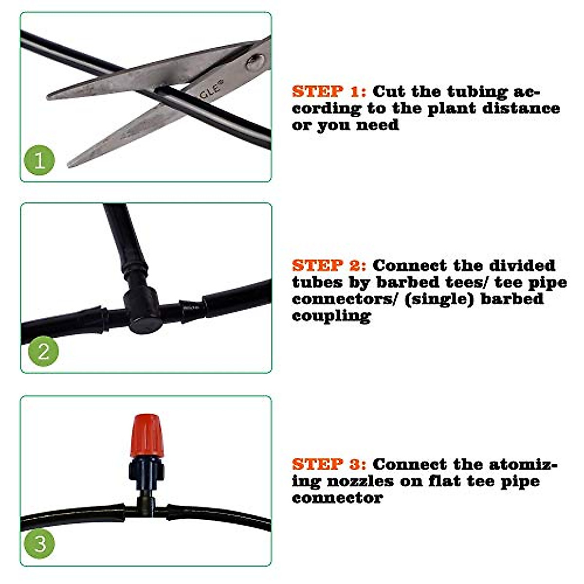 Optimisland Drip Irrigation Kit, 50ft Garden Irrigation System, 1/4" Blank Distribution Tubing Drip Irrigation Hose for, Save Water, Adjustable Automatic Irrigation Equipment for Garden (168PCS+50FT)