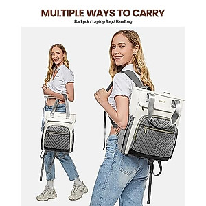 LOVEVOOK Laptop Backpack for Women, 17 Inch Work Laptop Bag Teacher Nurse Backpack, Wide Open Travel Backpack Purse Convertible Business Computer Tote Daypack with USB Port