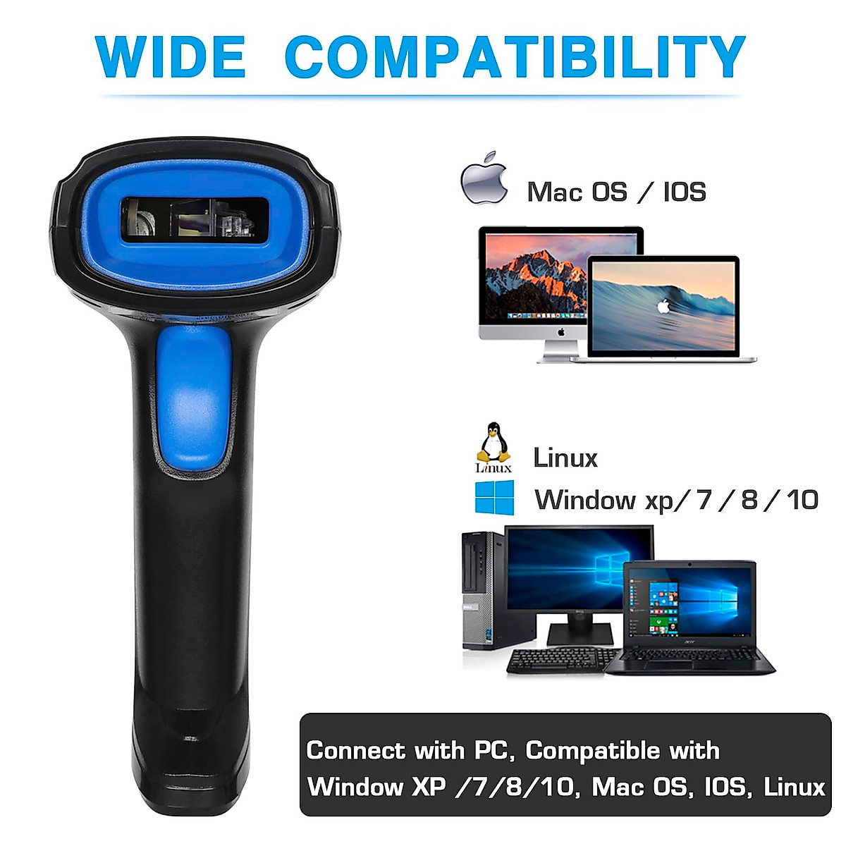 Esup Barcode Scanner USB Barcode Scanner Wired Handheld Laser Barcode Reader (USB Barcode Scanner)