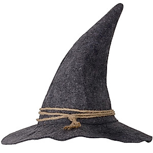 HOMELEX Grey Wizard Felt Hat Witch Sorcerer Hats Adult Costume Scarecrow Accessory for Halloween