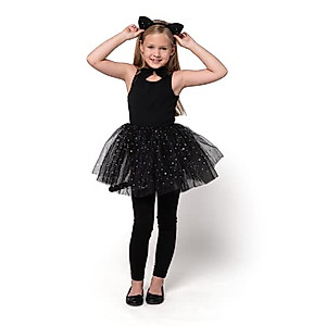 Spooktacular Creations Child Black Cat Costume Set with Tutu, Headband Collar and Tail, Cat Cosplay Accessory Kit for Girls, Halloween Dress Up Party, School Role Playing