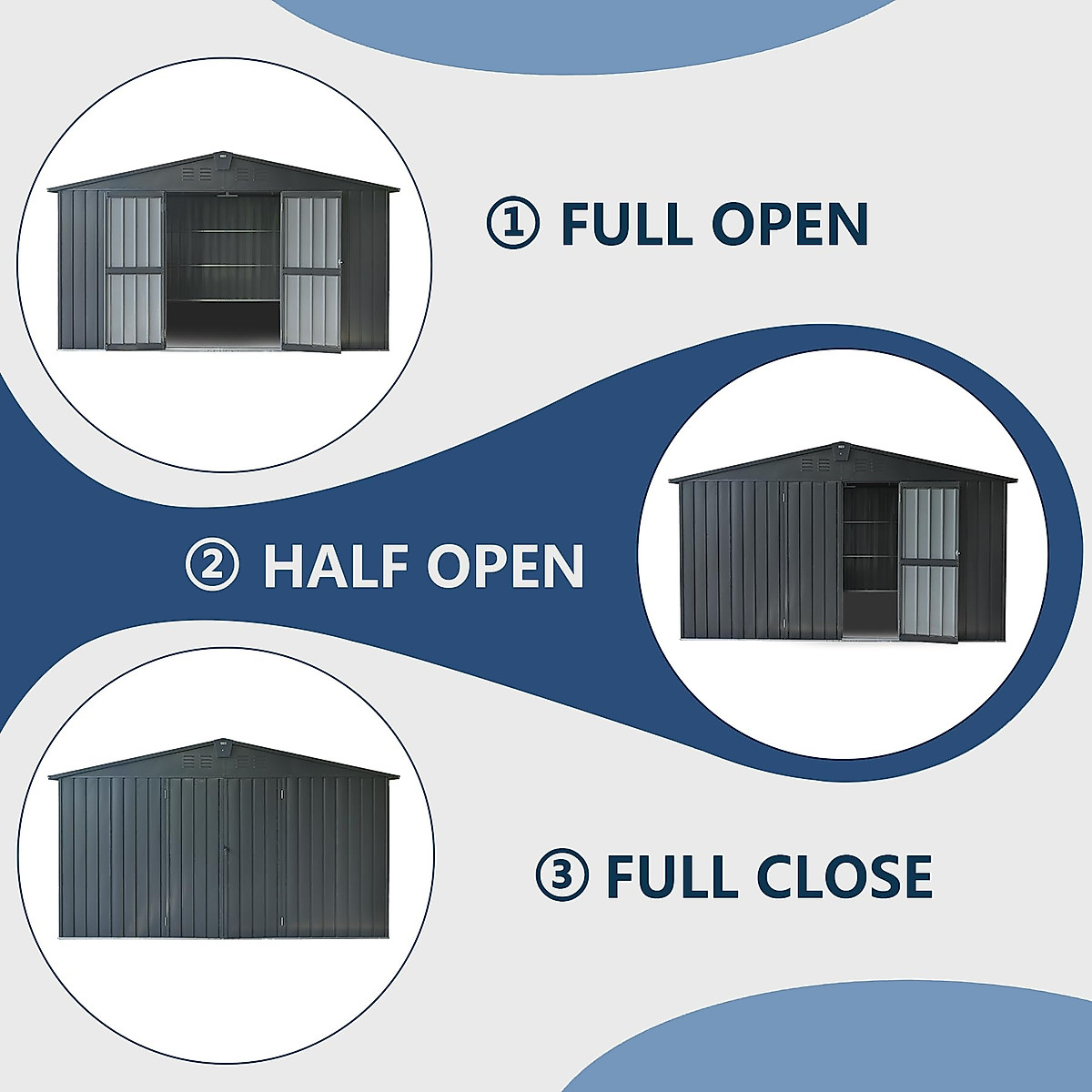 Domi Outdoor Storage Shed 11'x12.5', Metal Sheds Outdoor Storage with Lockable Doors & Air Vents for Patio Garden Lawn Backyard,Gray