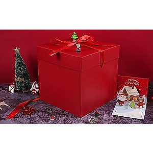 Elephant-package Medium Gift Box with Lids, Ribbon and Paper Filler, for Birthdays, Christmas, Valentine's Day， Present Packing - Collapsible, 8.7", 1 Pack, Red