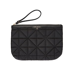 TWELVElittle Companion Diaper Pouch 2.0, Quilted Travel Pouch, Machine Washable Zippered Clutch for Diaper and Baby Essentials, Black