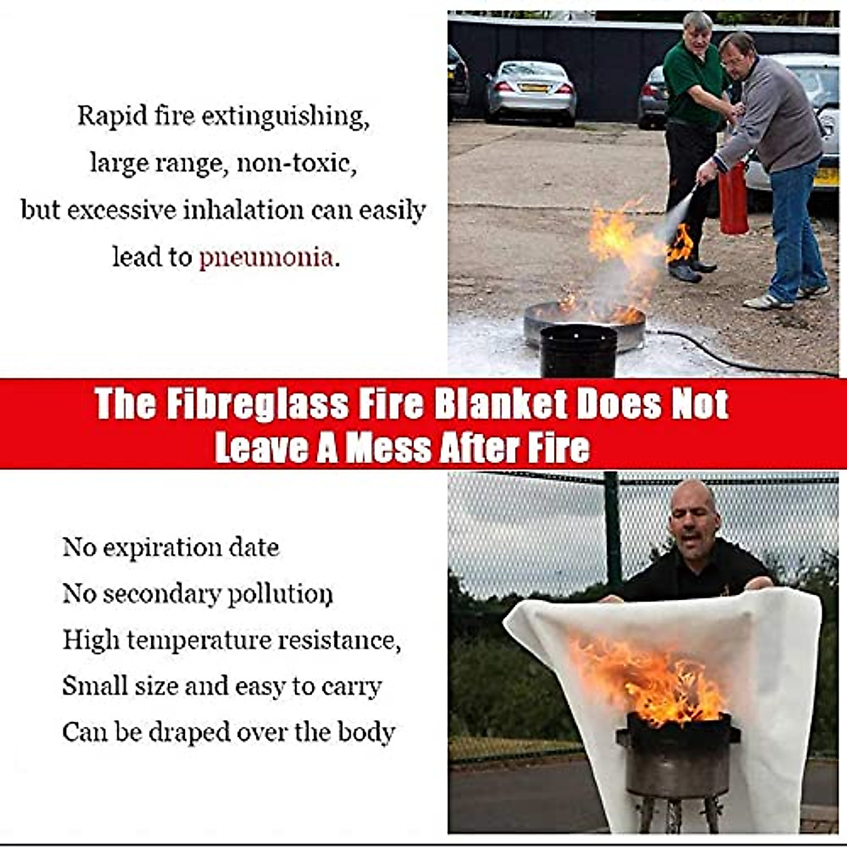 Fire Blanket Fire Guardian Blanket and Fire Blanket Fire Suppression Blankets for Kitchen, Bedroom, People- Energency Safety (40"x40") (White (1Pack))