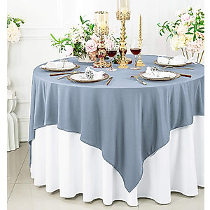 Wedding Linens Inc. 72" x 72" Square Scuba (Wrinkle Free) Table Overlays/Tablecloths Table Cover Linens for Restaurant Kitchen Dining Wedding Party Banquet Events - Dusty Blue