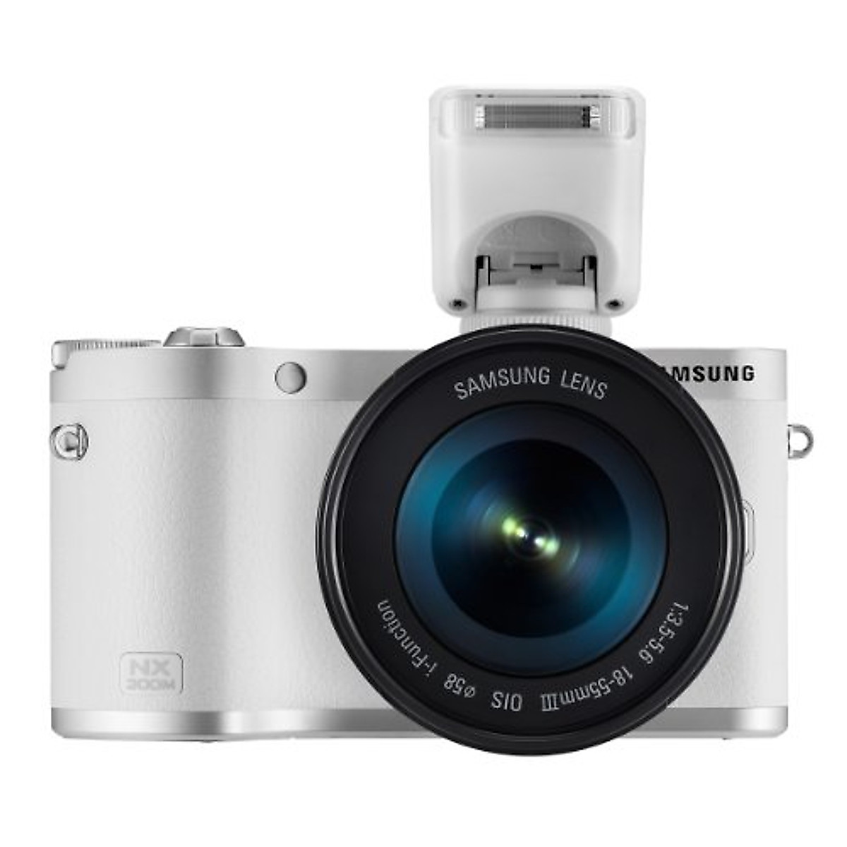 Samsung NX300M 20.3MP CMOS Smart WiFi & NFC Mirrorless Digital Camera with 18-55mm Lens and 3.3" AMOLED Touch Screen (White)