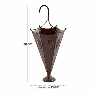 Deco 79 Metal Umbrella Stand, 13" x 13" x 28", Brown
