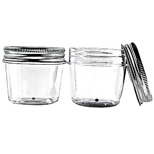 novelinks 4 Ounce Clear Plastic Jars Containers With Screw On Lids - Refillable Round Empty Plastic Slime Storage Containers for Kitchen & Household Storage - BPA Free (20 Pack)