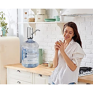Water Pump for 5 Gallon Bottle, Electric 5 Gallon Water Dispenser Universal USB Charging Drinking Water Bottle Pump(Silver)