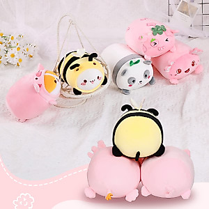 AIXINI 8 inch Plush Toys Set 3pcs Cute Panda/Deer/Pig Plush Stuffed Animals Packs, Super Soft Cartoon Hugging Toy Gifts for Bedding Kawaii Pillow