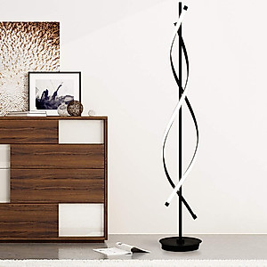 ADISUN 40W LED Remote Control Dimmable Spiral Indoor Tall Floor Lamp for Living Rooms Family Rooms Bedrooms Offices Lighting (Black)