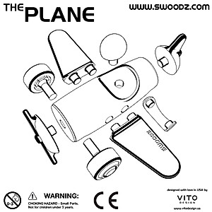 SWOODZ Wooden Toy Vehicles, Take Apart Plane, Assembly Wooden Toys, Wooden Plane, STEM Learning Gifts for 3 4 5 6 Year Olds, Kids, Toddlers, Boys, Girls, Children