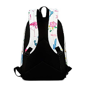 Joymoze Waterproof Cute School Backpack for Boys and Girls Lightweight Chic Prints Bookbag Flamingo