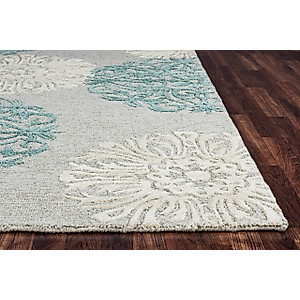 Rizzy Home | DI2241 | Dimensions Collection | Wool Area Rug | 8' x 10' | Blue/Gray/Rust/Blue Medallion