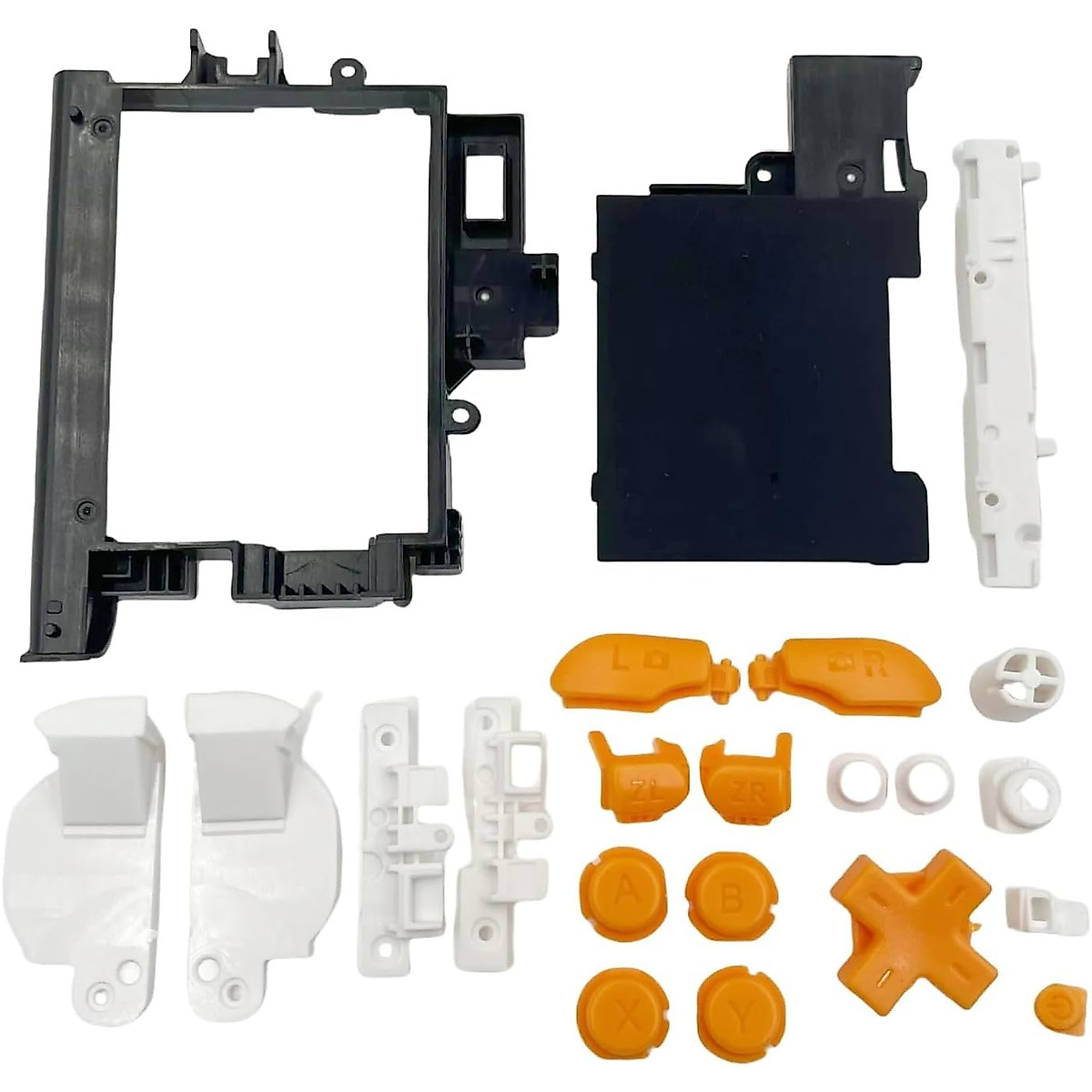 Replacement ZL ZR L R ABXY Trigger D PAD Cross Button Power Home Buttons Set for New 2DS XL LL Console White & Yellow