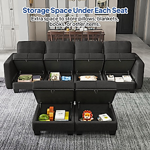 Arathorn Modular Sectional Sofa with Ottoman Oversized U Shaped Sofa Couch with Reversible Chaise, Convertible Sofa Bed Sleeper Modular Sofa Sectional Couch for Living Room, Dark Grey