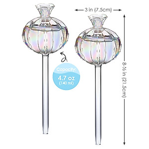 NiHome Plant Watering Globes 2-Pack, Iridescent Glass Cactus Self Watering Globe, Glass Waterer for Potted Plants - 4.7OZ/140 ML Capacity Automatic Mini Irrigation System, Adorable Gardening Gift