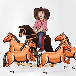8 Pieces 40 Inch Large Horse Foil Balloon Brown Horse Balloon Cowboy Foil Balloon for Birthday Baby Shower Cowboy Horse Animal Themed Party Decorations